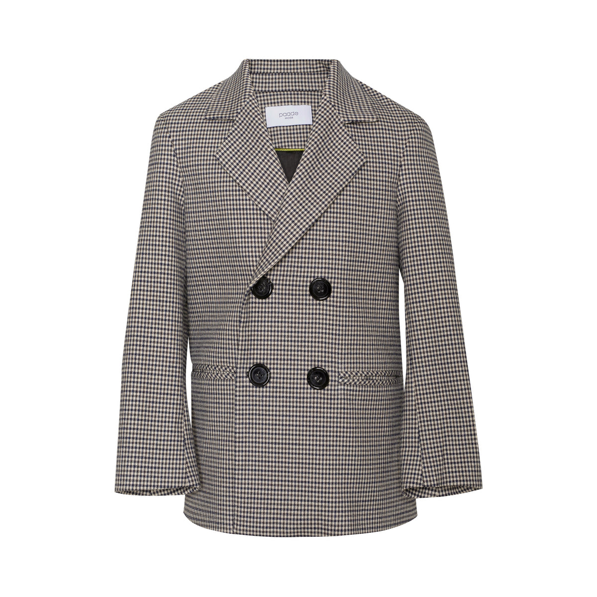Cotton Double Breasted Blazer Pin Checks, Brown